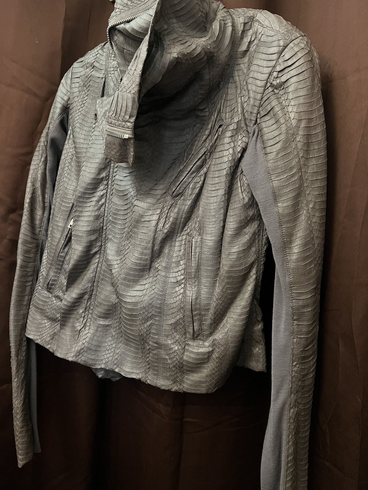 Rick Owens Snake skin biker jacket | Grailed