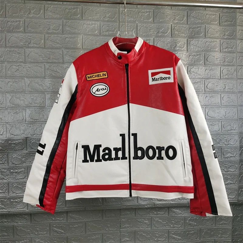 MOTO × Marlboro × Racing Marlboro Racing leather jacket big logo ...