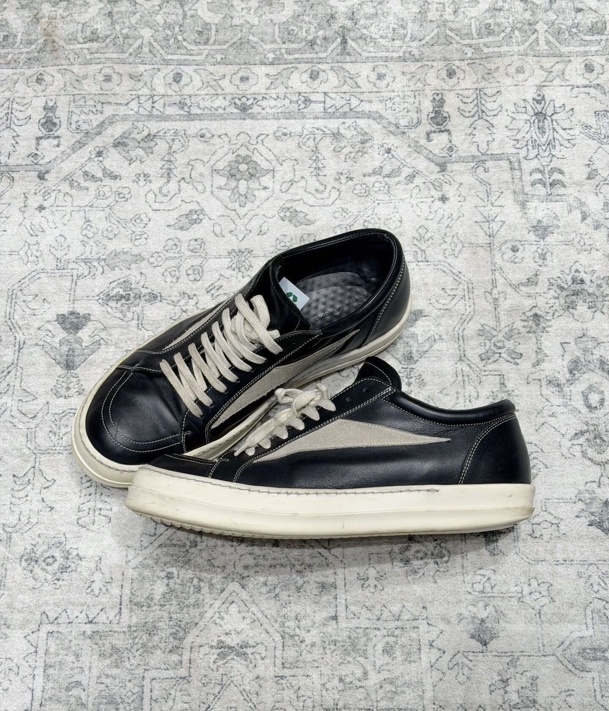 Rick Owens rickowens mainline glossy leather low-top shoes | Grailed