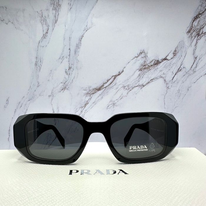 Prada Prada Sunglasses Black Silver Triangle | Grailed