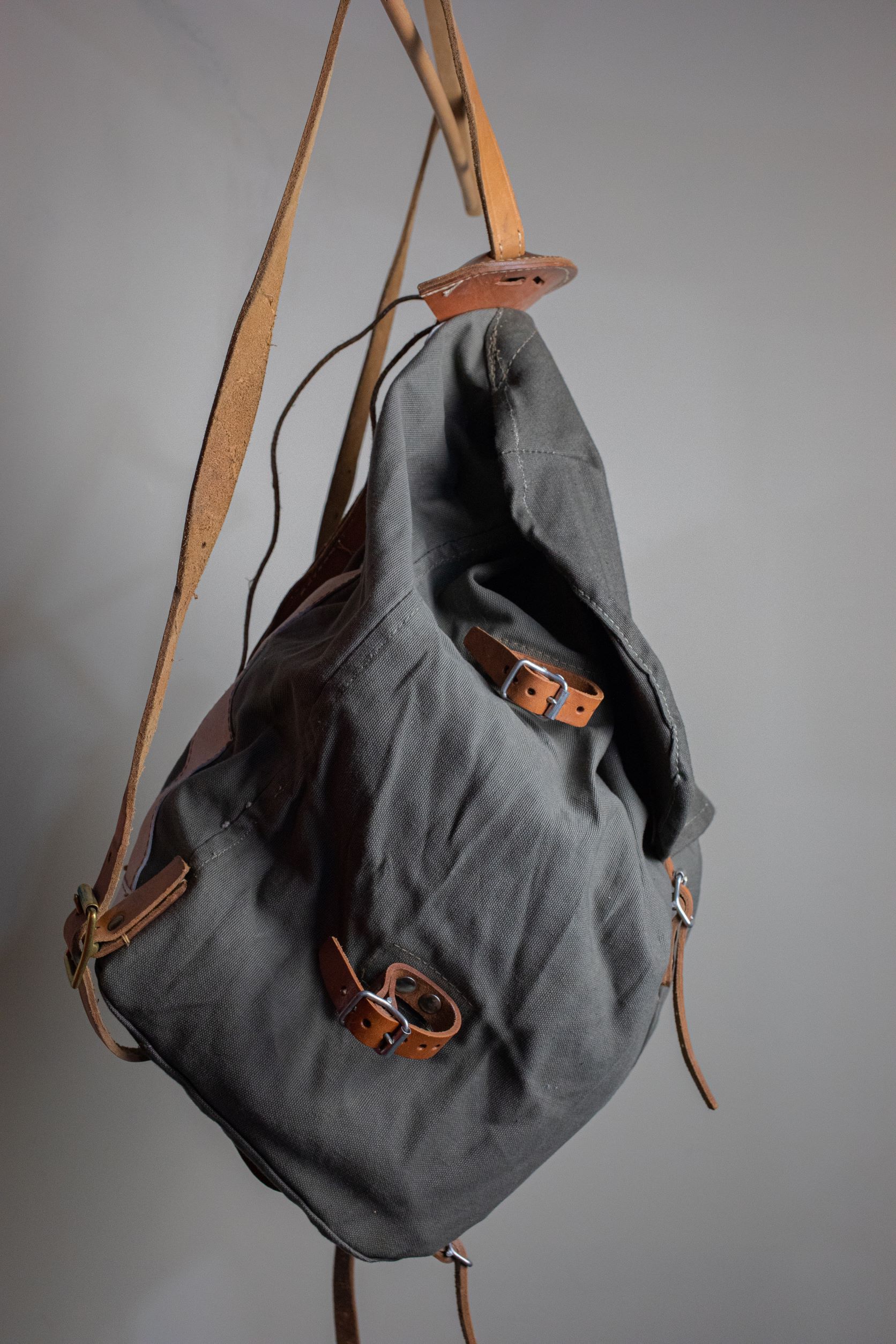 Vintage Backpack Scandi 1930s Canvas & Leather Rucksack Reworked UK ...