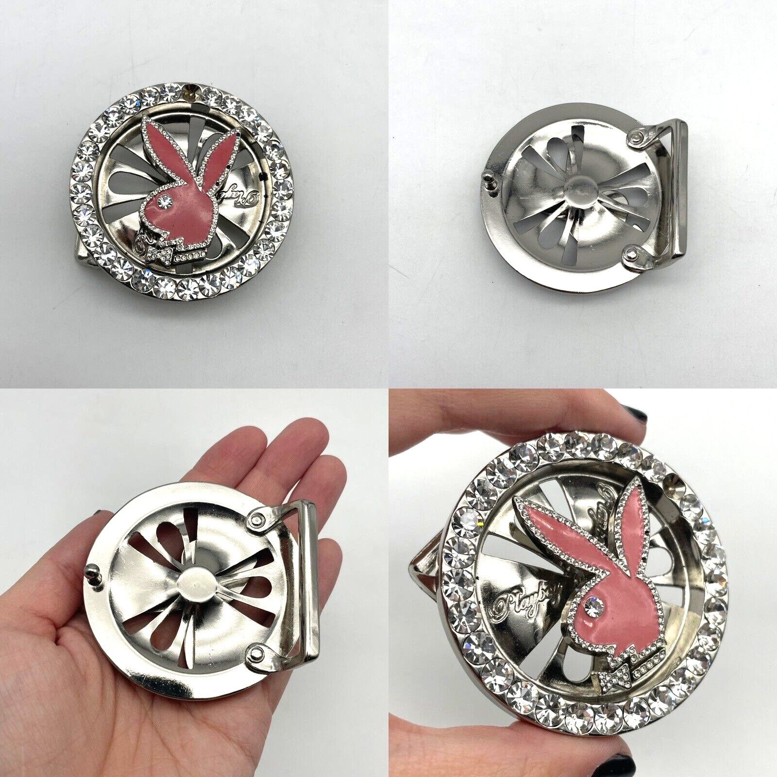Playboy 2000s Y2K PLAYBOY Bunny Baby Pink Bling Spinner Belt Buckle ...