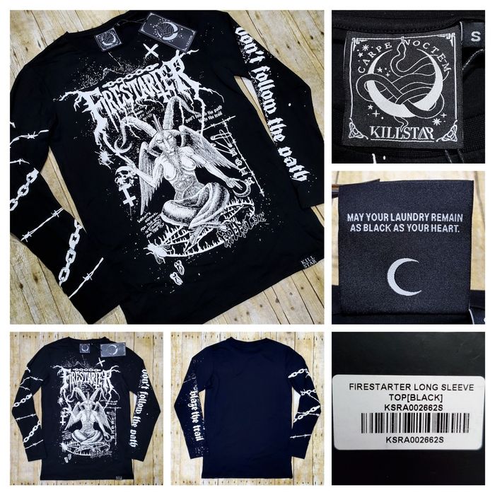 Deadstock NWT Killstar Firestarter Baphomet Satanic Gothic L/S T Shirt ...