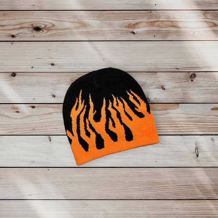 Vintage 🔥Flame pattern beanie hat cap y2k | Grailed