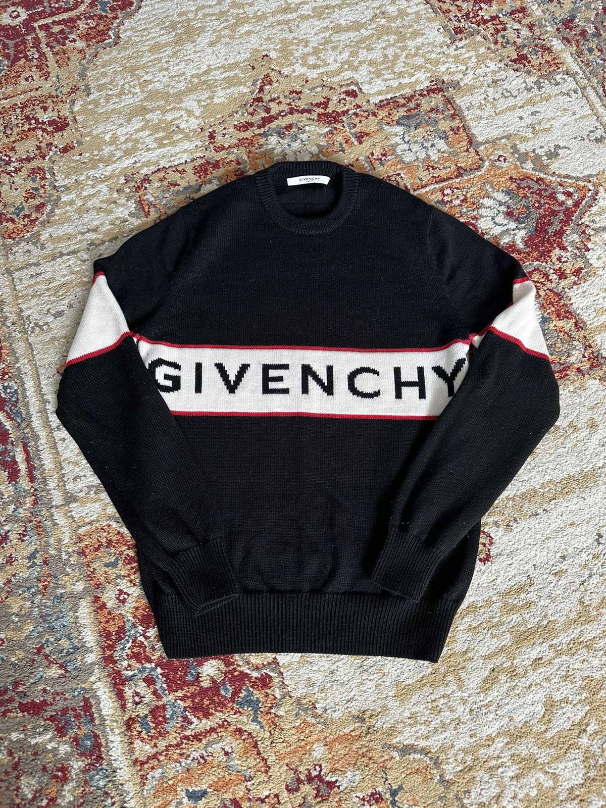 Givenchy givenchy logo spellout sweater crewneck sweatshirt wool | Grailed
