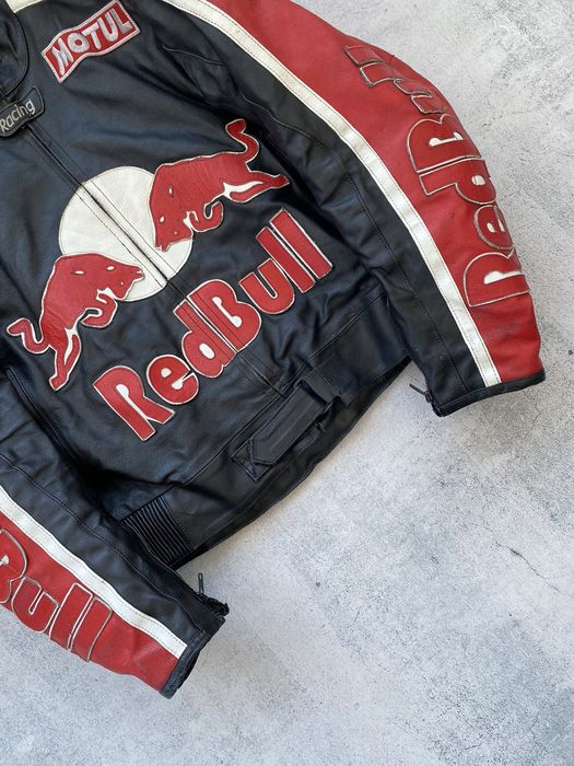 Vintage Vintage Red Bull Heavy Leather Motorcycle Racing Jacket | Grailed