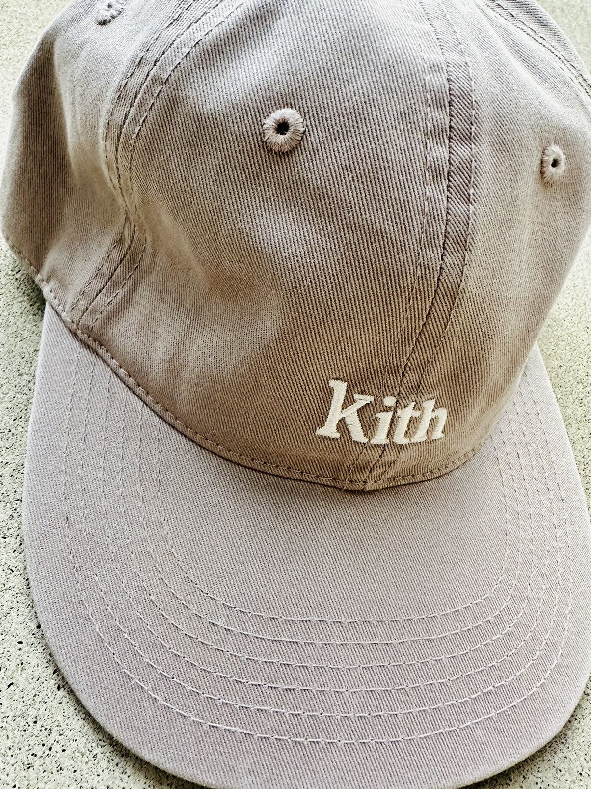 Kith Kith Hat Strap Back Dad Slouch Beige Spell Out | Grailed