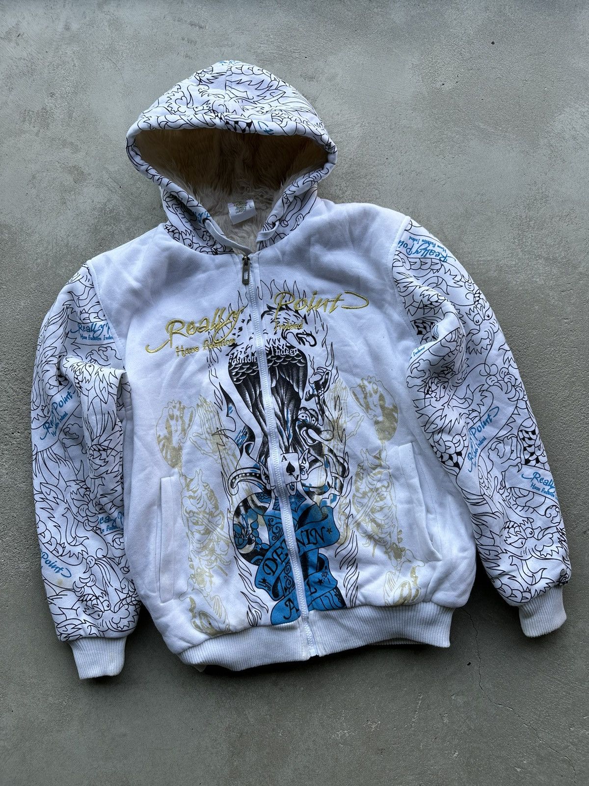 Christian Audigier × Ed Hardy × Vintage ️ ️ Really Point Drip Zip ...