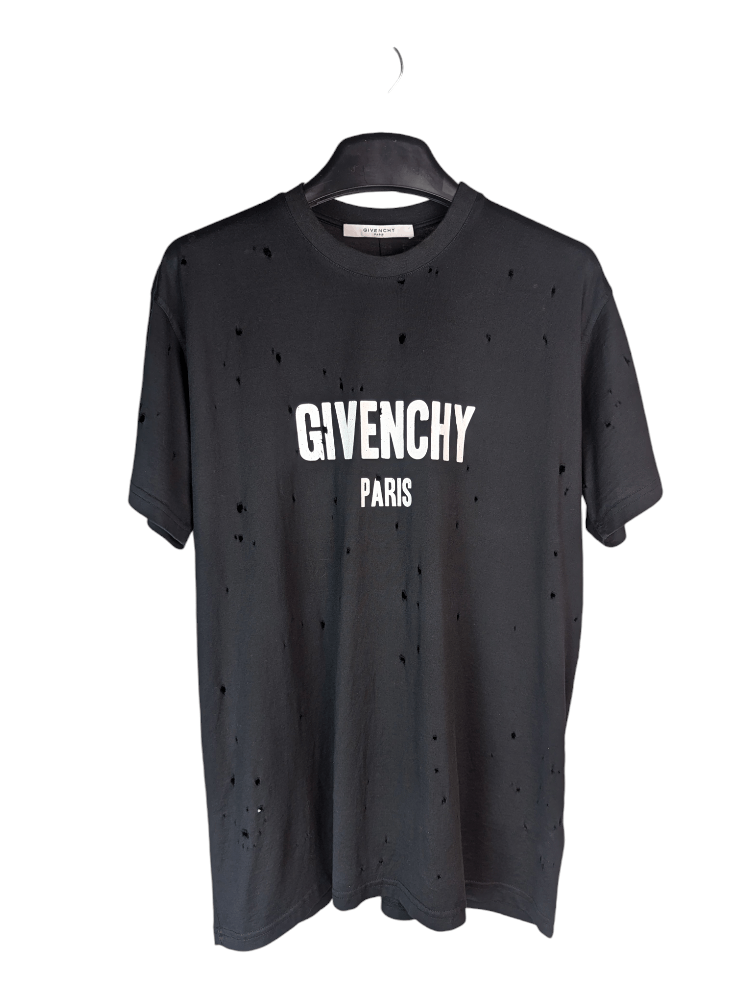 Givenchy Givenchy logo distressed black cotton t shirt S oversized ...