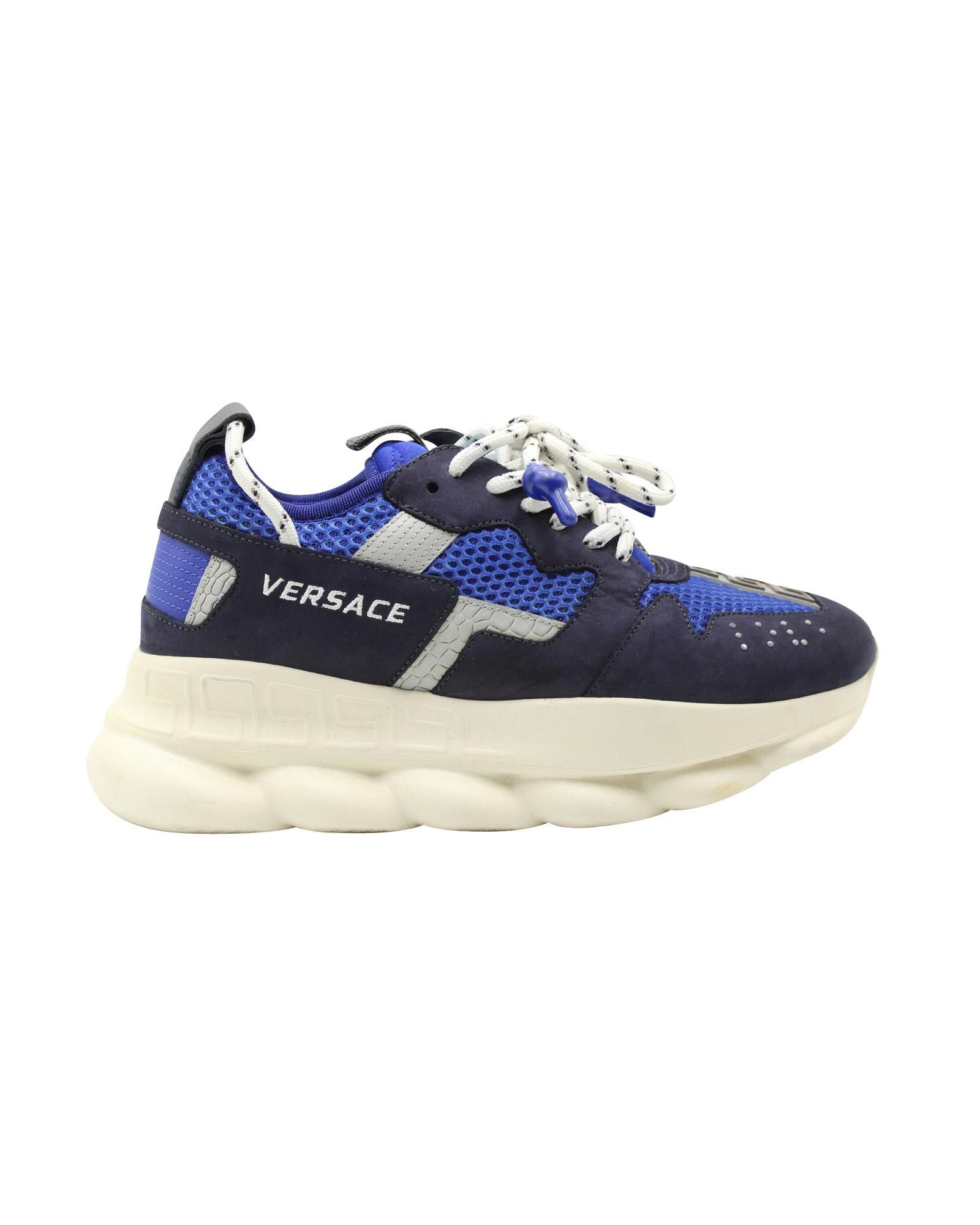 Versace Versace Chain Reaction 2 Sneakers in Blue Suede and Mesh | Grailed