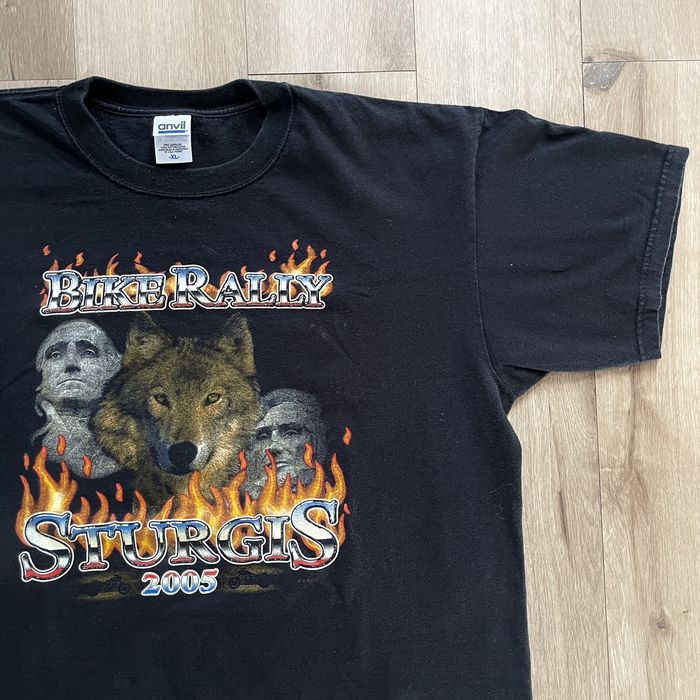 Vintage 2005 Sturgis Bike Rally Wolf Rushmore Harley l Flame T shirt ...