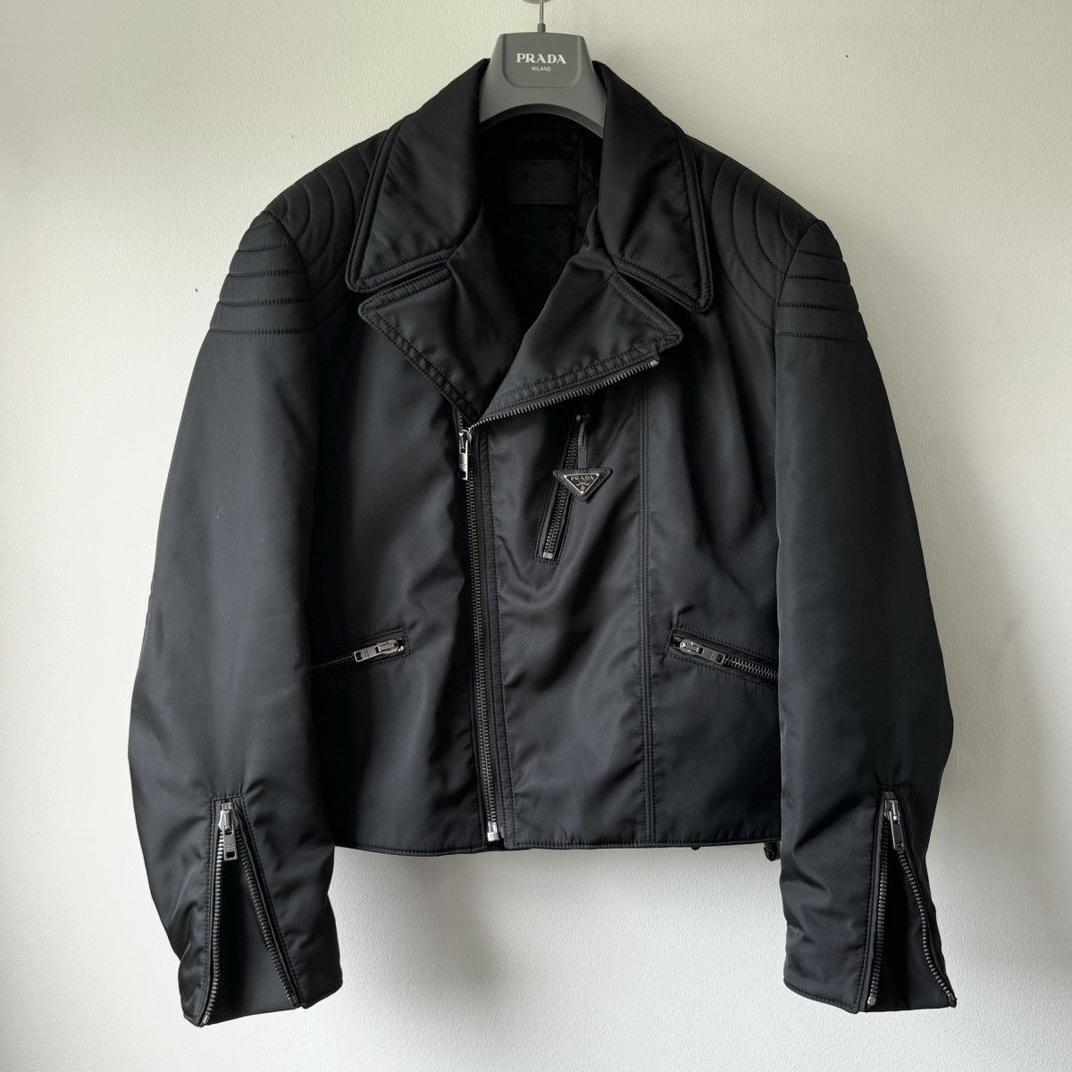 Prada × Raf Simons 1/1 Custom-Made SS22 Prada Re-Nylon Biker Jacket | Grailed