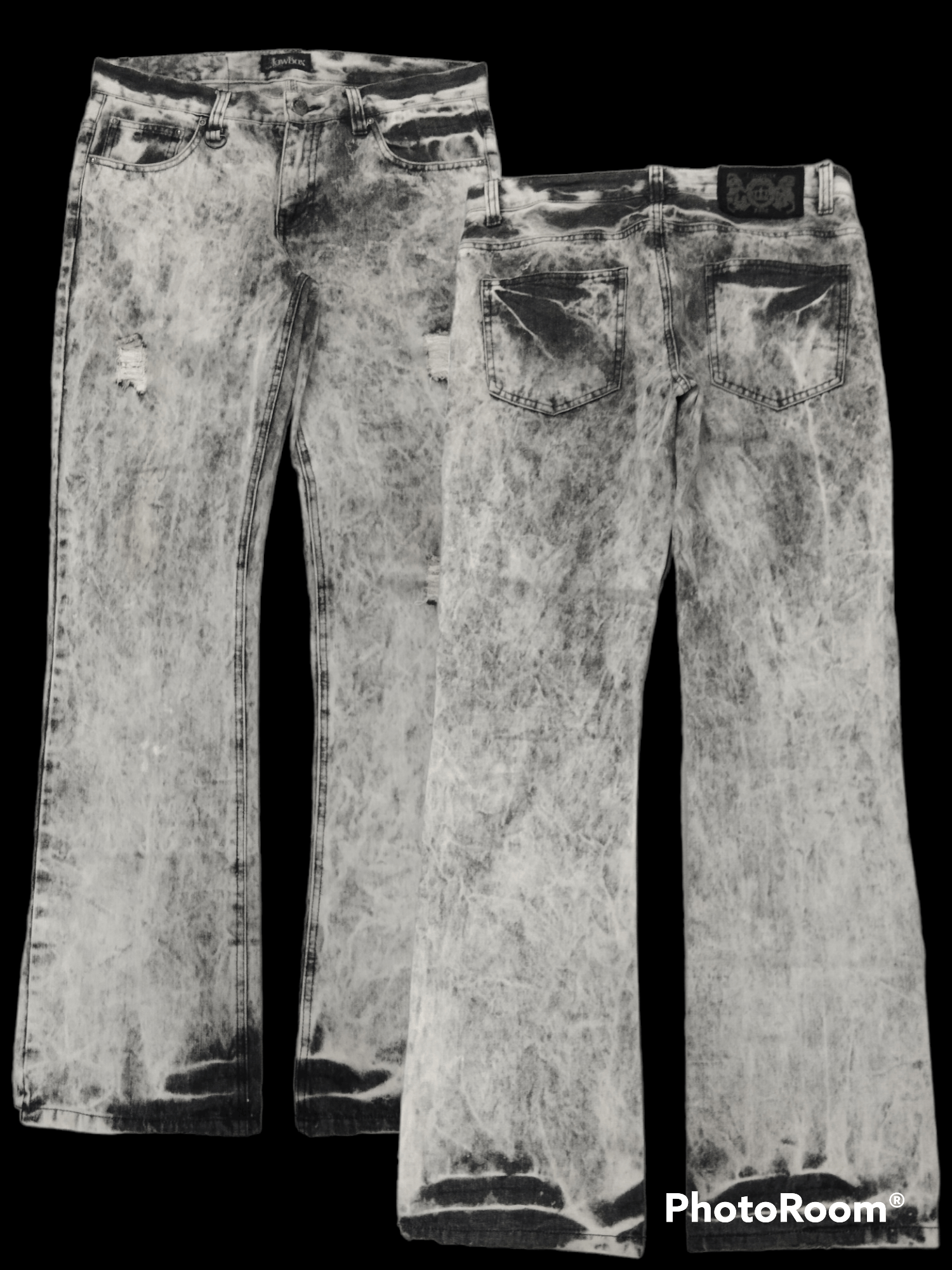 Hype FLARE ACID WASH LOWBOX DENIM PANTS | Grailed