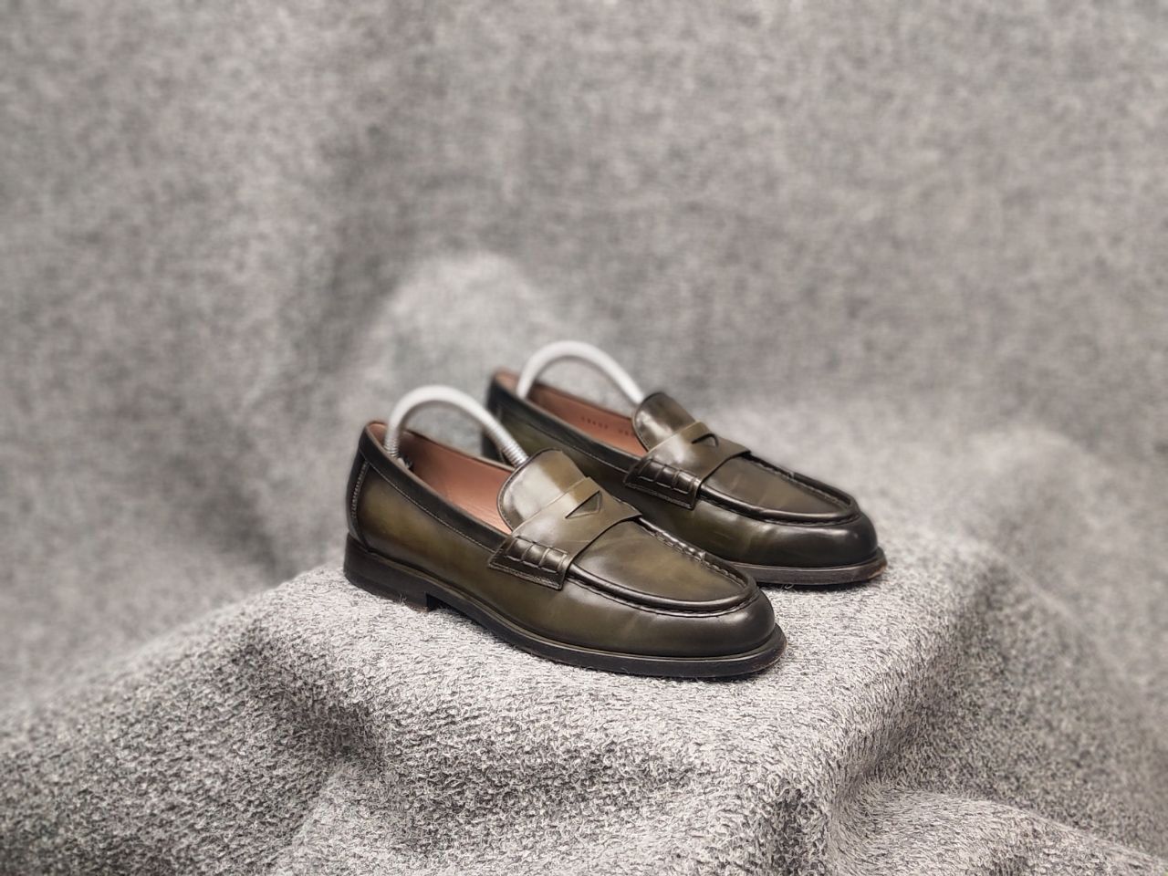 Designer × Luxury × Santoni Santoni Design Mocassin Green Flat Leather ...