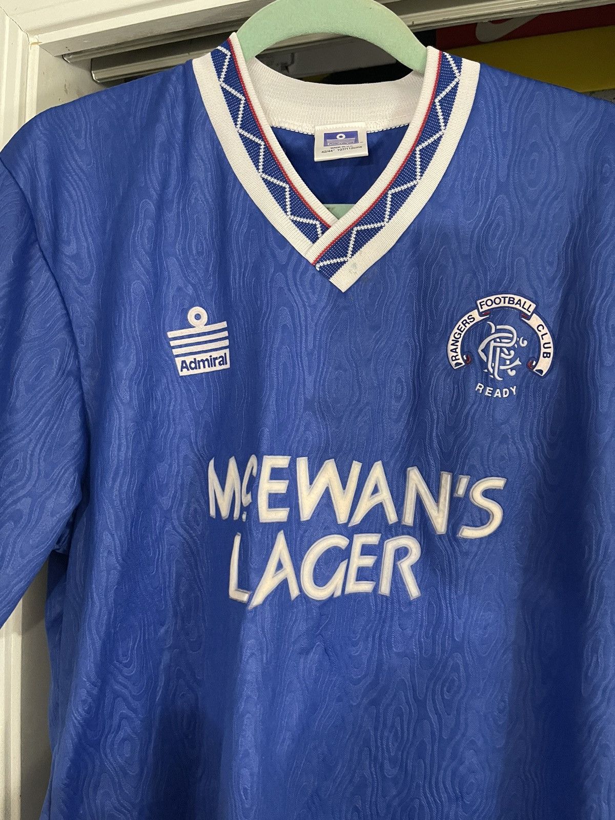 Rare × Soccer Jersey × Vintage RANGERS 1990 1992 HOME SHIRT FOOTBALL ...