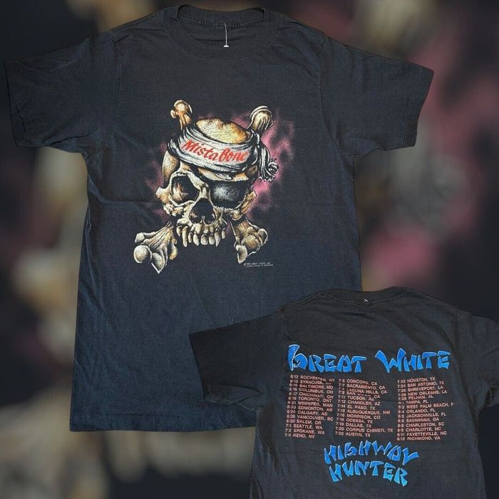 Vintage GREAT WHITE MISTA BONE HIGHWAY HUNTER TOUR SHIRT Size M | Grailed