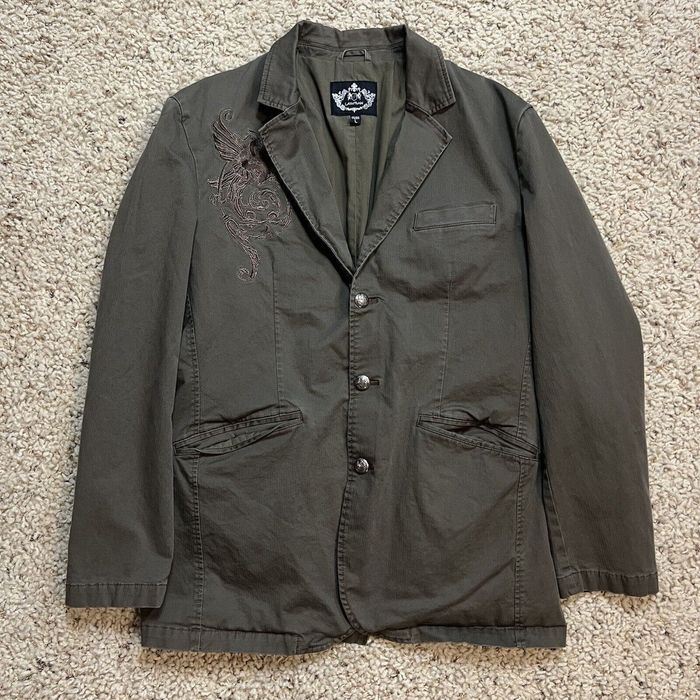 Military Cyber Jacket Large Mens Army Green Military Cyber Blazer Y2K ...