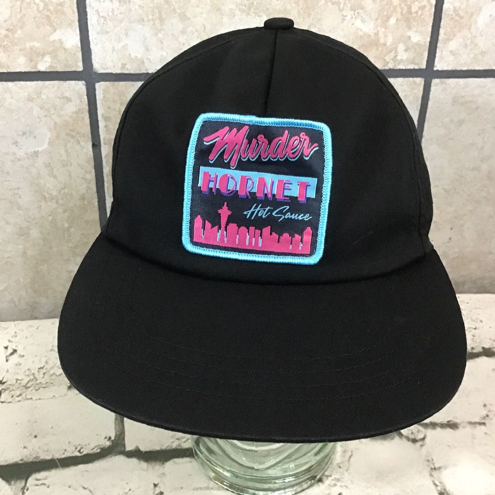 Vintage Retro Inspired Seattle Skyline Patch Embroidered Snapback Ball Cap Featuring Murder ...