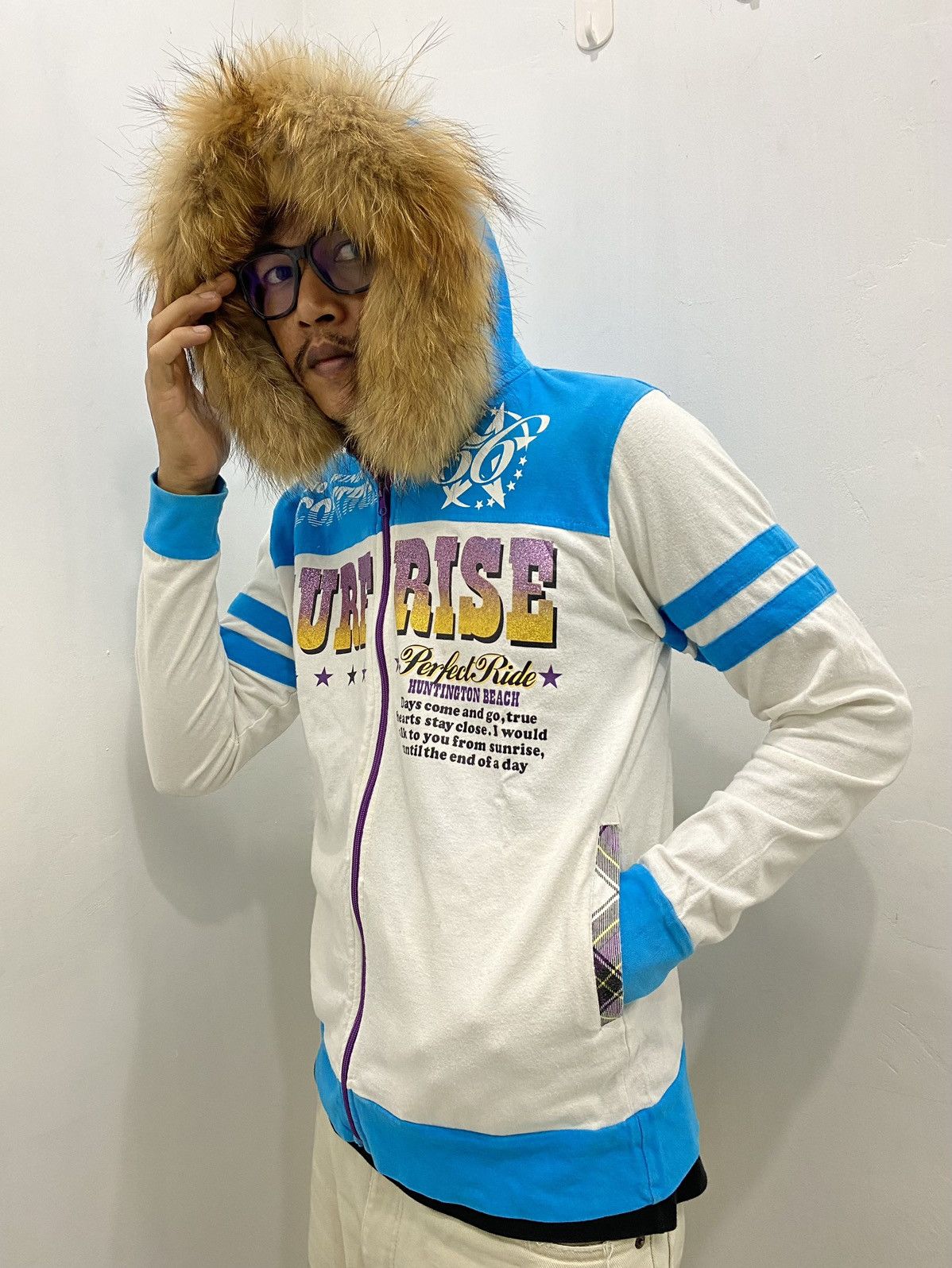 Vintage Oblo Design Japanese SWAG! Fur Glitter Vintage Poem Zip Up ...