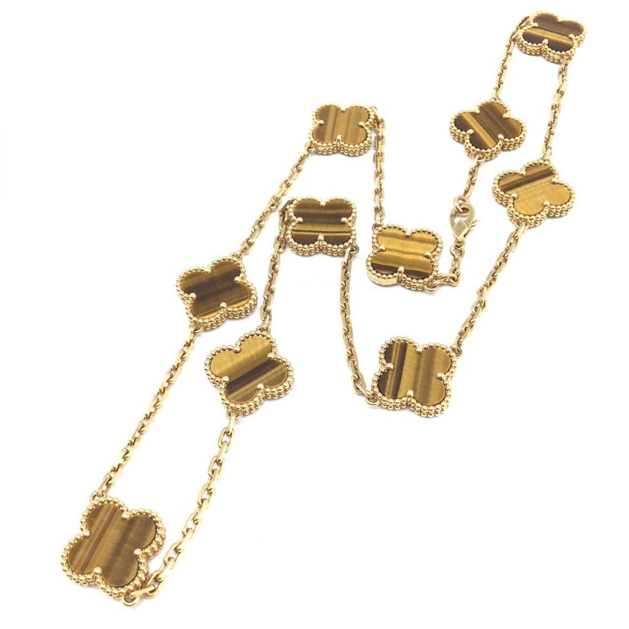 Van Cleef & Arpels Van Cleef & Arpels Alhambra Necklace 10P Tiger's Eye ...