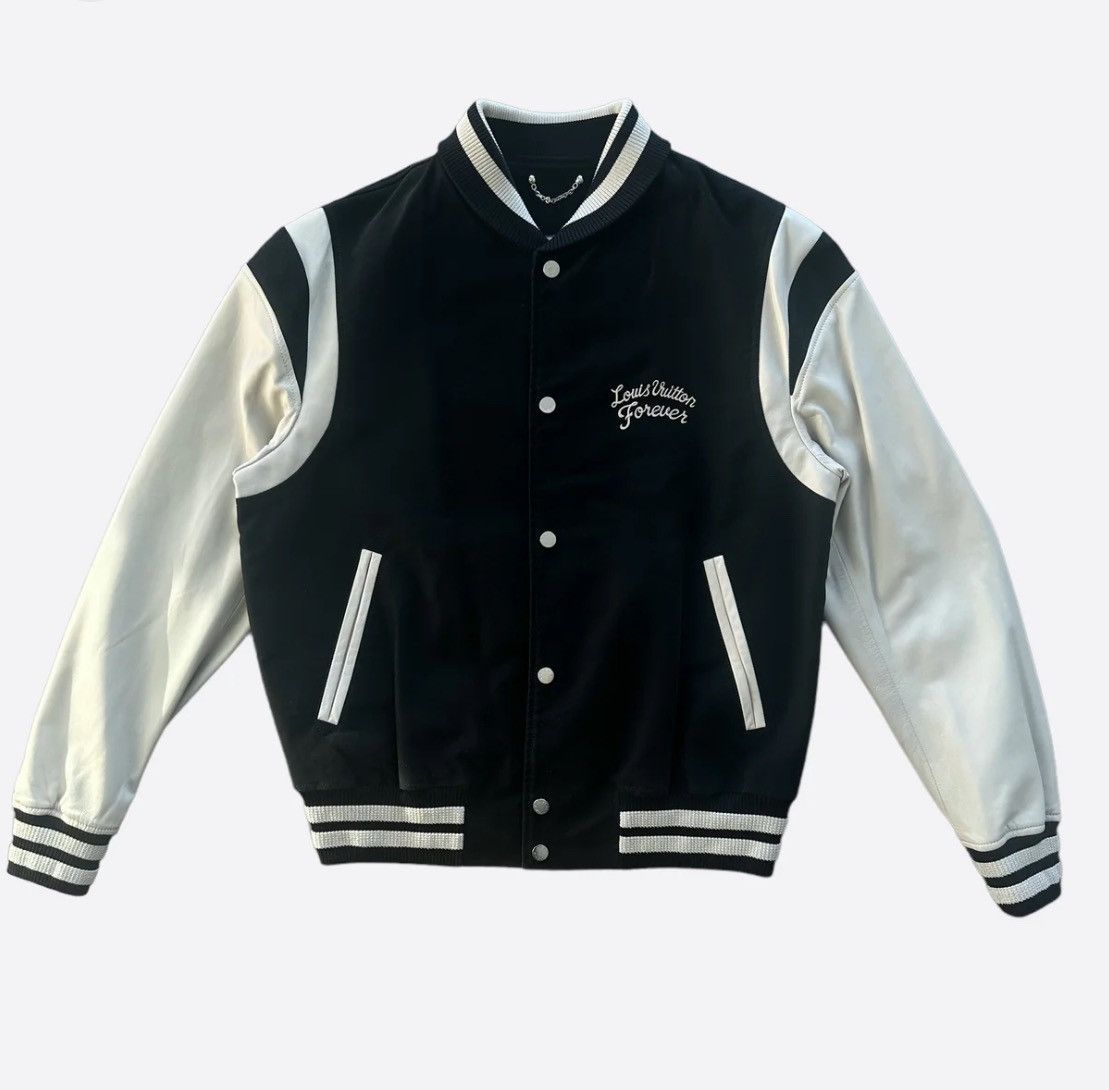 Louis Vuitton Louis Vuitton Forever Varsity Bomber Black/Milk White Lamb | Grailed
