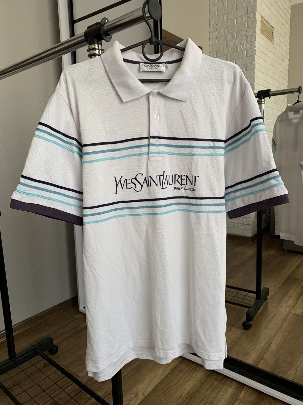 Vintage Yves Saint Laurent YSL Polo T-Shirt Tee Vintage Big Logo 90s | Grailed