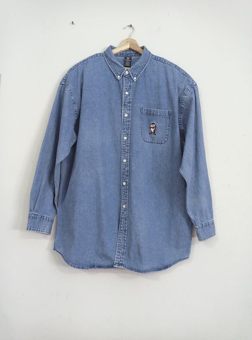 Vintage XXL 90s WARNER BROS LOONEY TUNES TAZMANIAN DEVIL DENIM SHIRT ... Vintage XXL 90s WARNER BROS LOONEY TUNES TAZMANIAN DEVIL DENIM SHIRT ...
