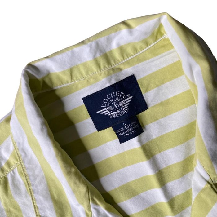 Dockers Women’s large yellow and white Dockers button up | Grailed