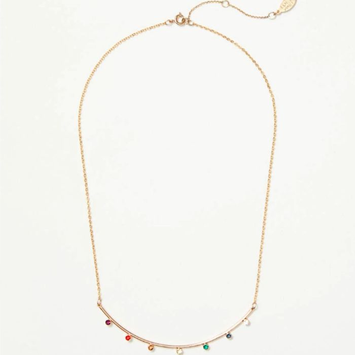 Loft LOFT Gold Rainbow Stone Bar Necklace | Grailed