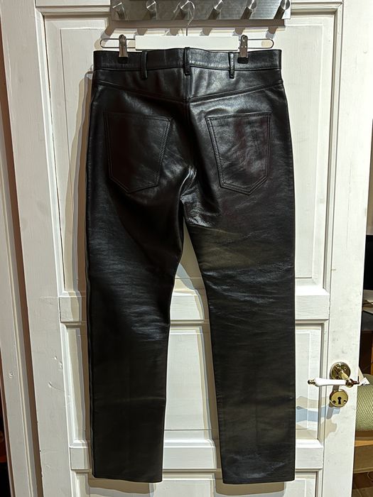 Celine Black Straight Leather Pants in Calfskin | Grailed