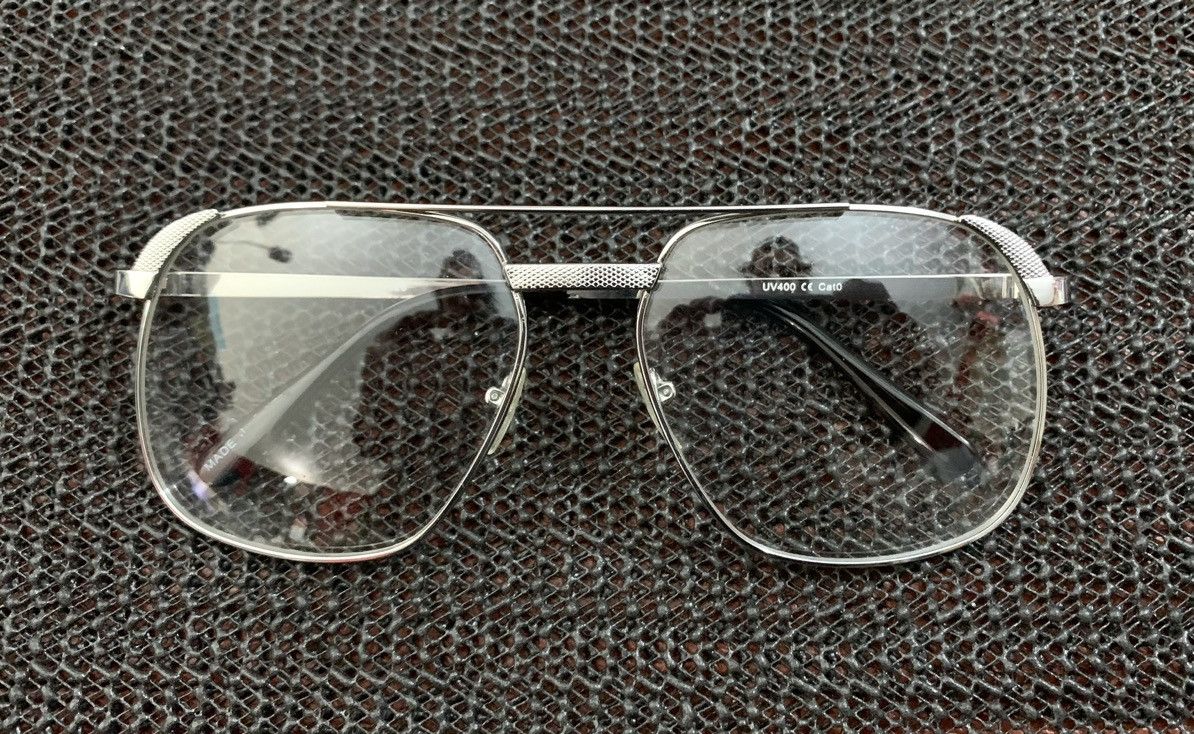 Designer × Luxury × Vintage Vintage Aircraft Aviator Clear Lens Glasses ...