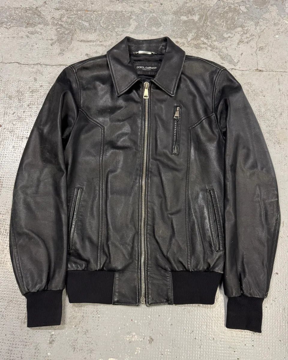 Dolce & Gabbana 2000s Dolce & Gabbana Black Spy Leather Jacket | Grailed