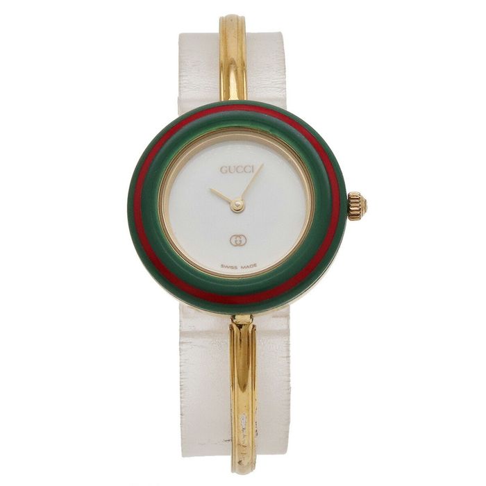 Gucci Gucci Change Bezel White Dial GP Ladies Quartz Watch 1100-L | Grailed