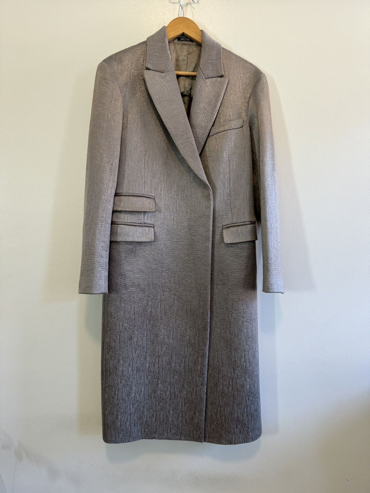 Maison Margiela Silver wool coat with magnetic fastening | Grailed