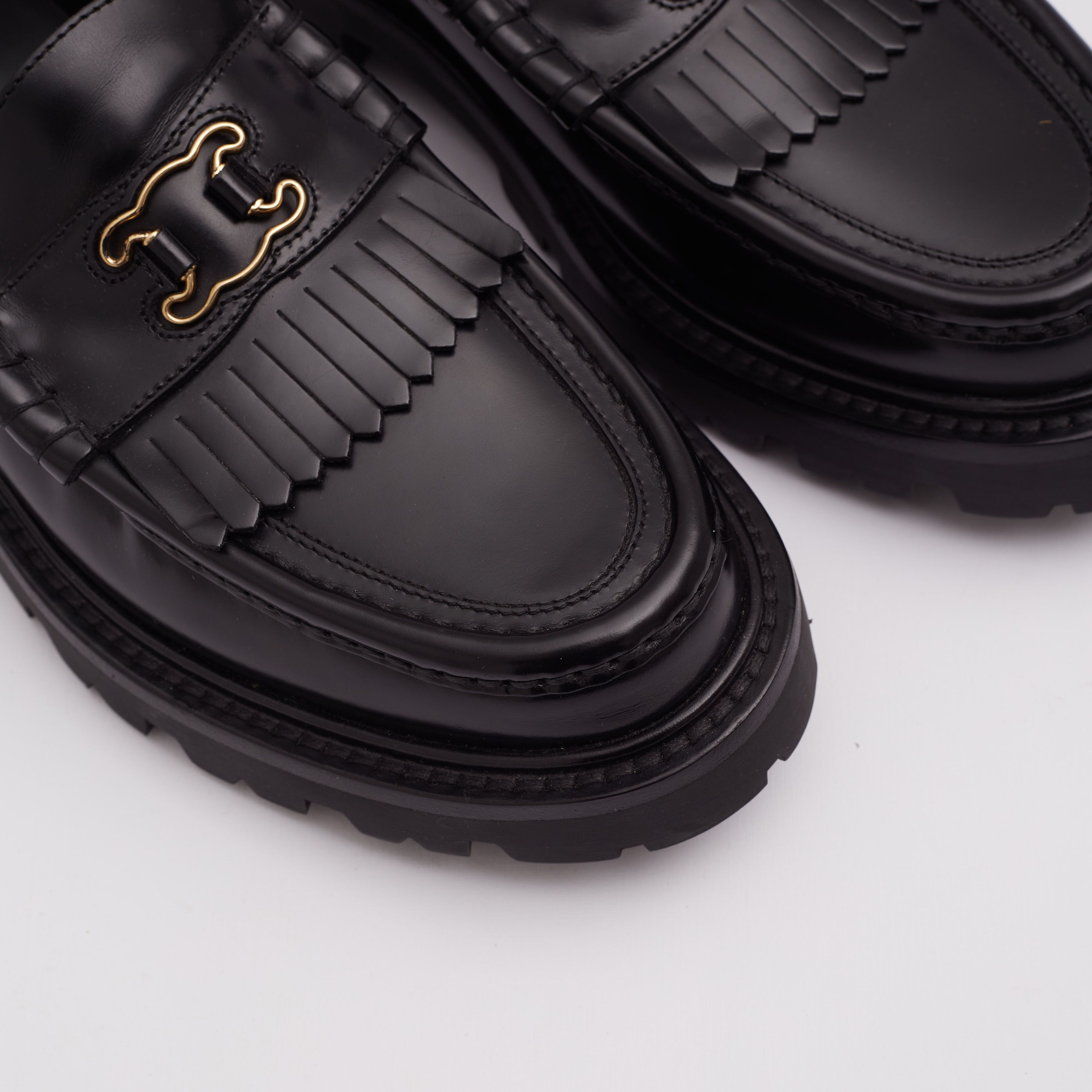 Celine CELINE MARGARET LOAFER WITH TRIOMPHE FRAME IN POLISHED BULL ...