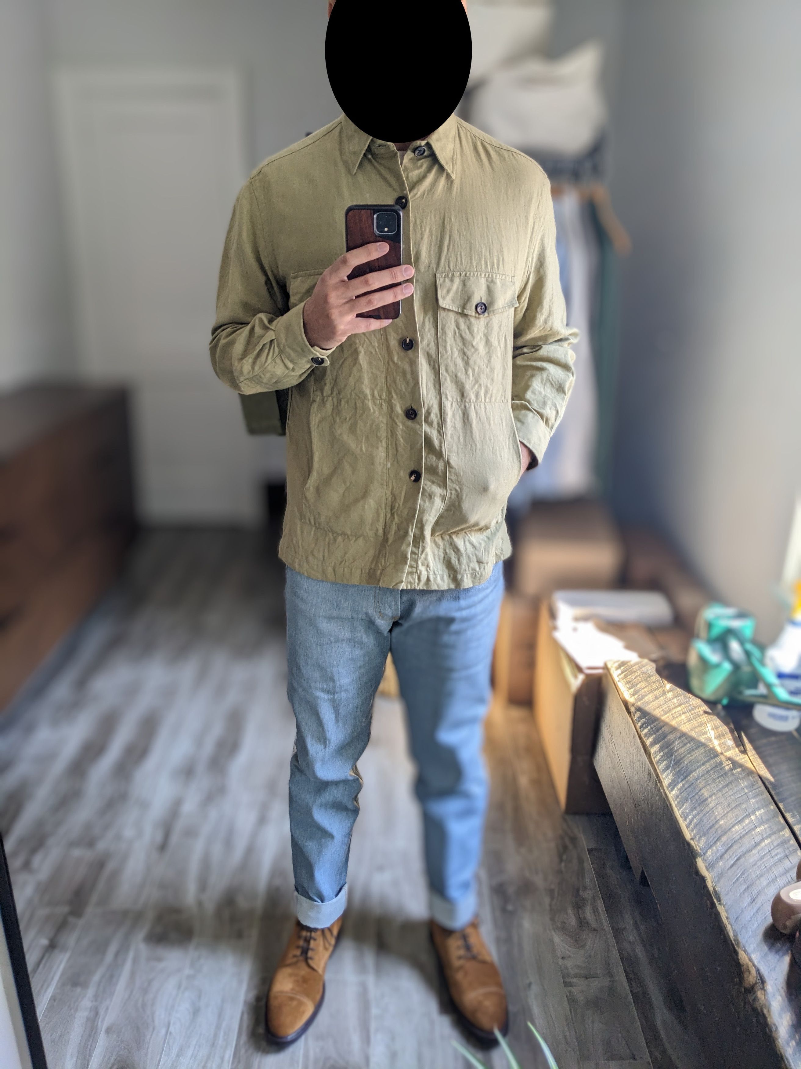 The Armoury Permanent Style Overshirt Olive Linen | Grailed