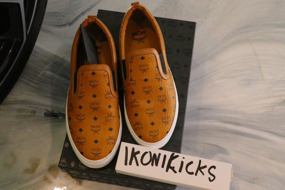 MCM MCM Brown Logo Leather Slip On | Grailed