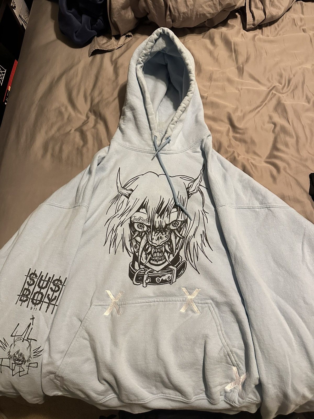 LIL PEEP × Sus Boy lil peep x sus boy baby blue hoodie | Grailed