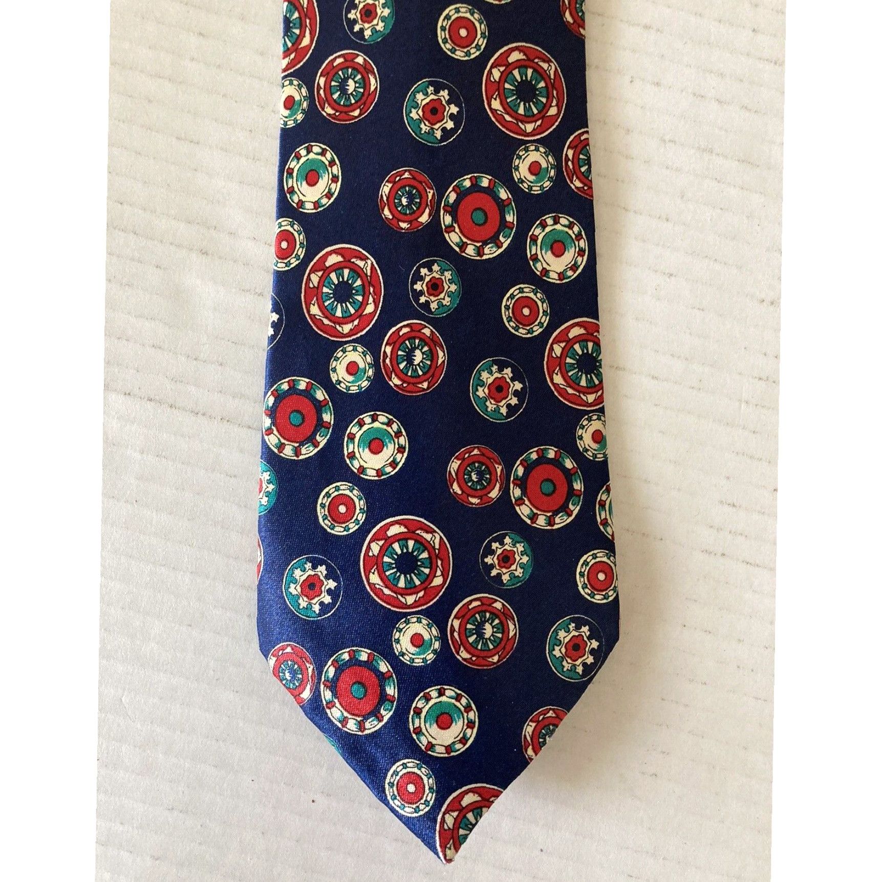 Vintage Elegant Polyester Necktie for Men Featuring Blue Red Green ...
