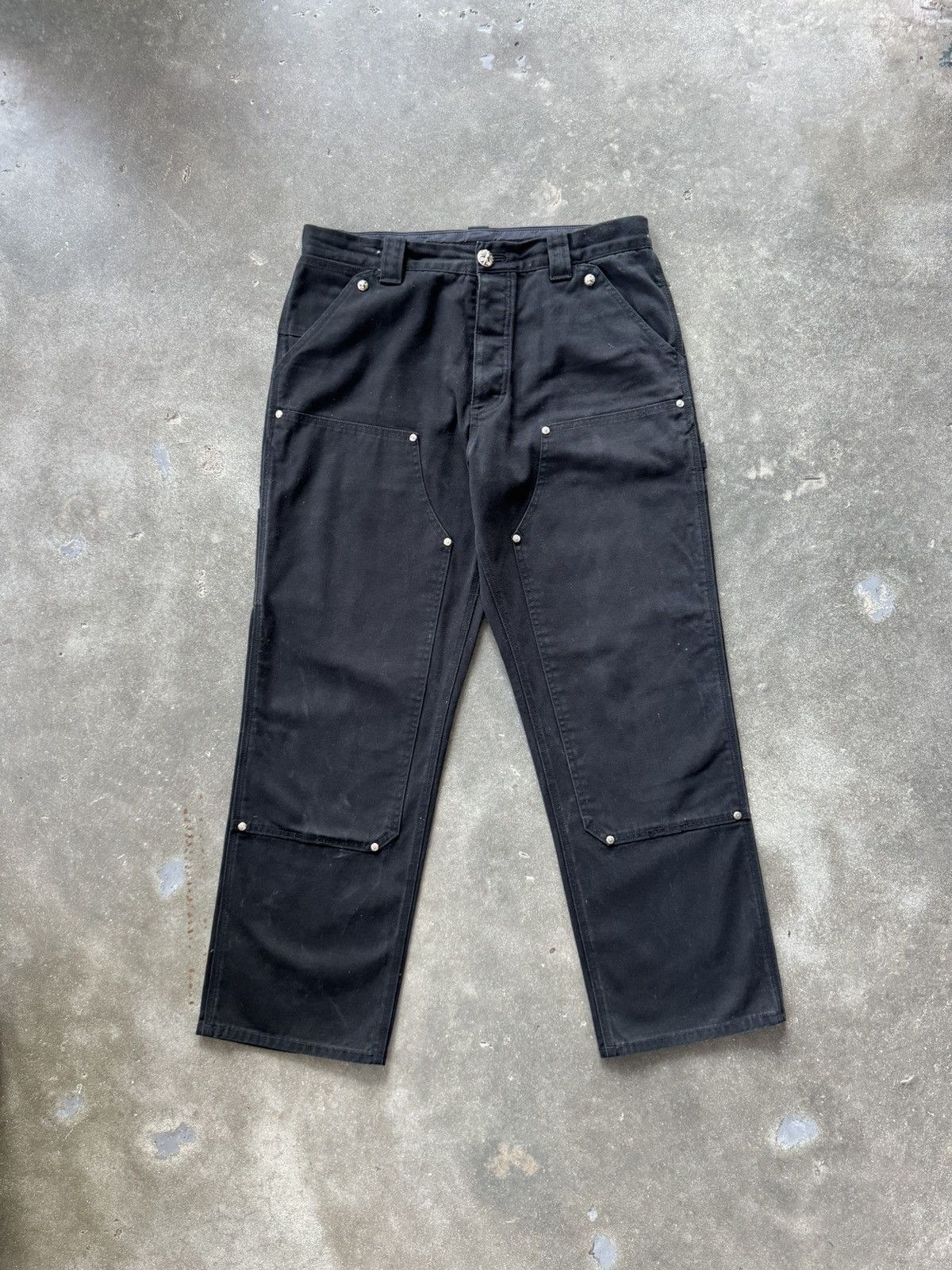 Chrome Hearts Chrome Hearts Black Double Knee hardware Denim Pants ...