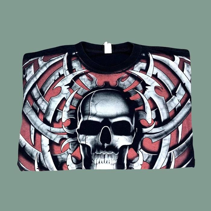 Liquid Blue 90s Liquid Blue All Over Print Skull T-shirt | Grailed