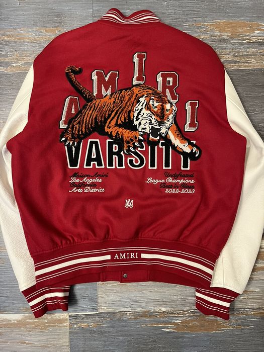 Amiri Amiri Red Embroidered Varsity Jacket | Grailed