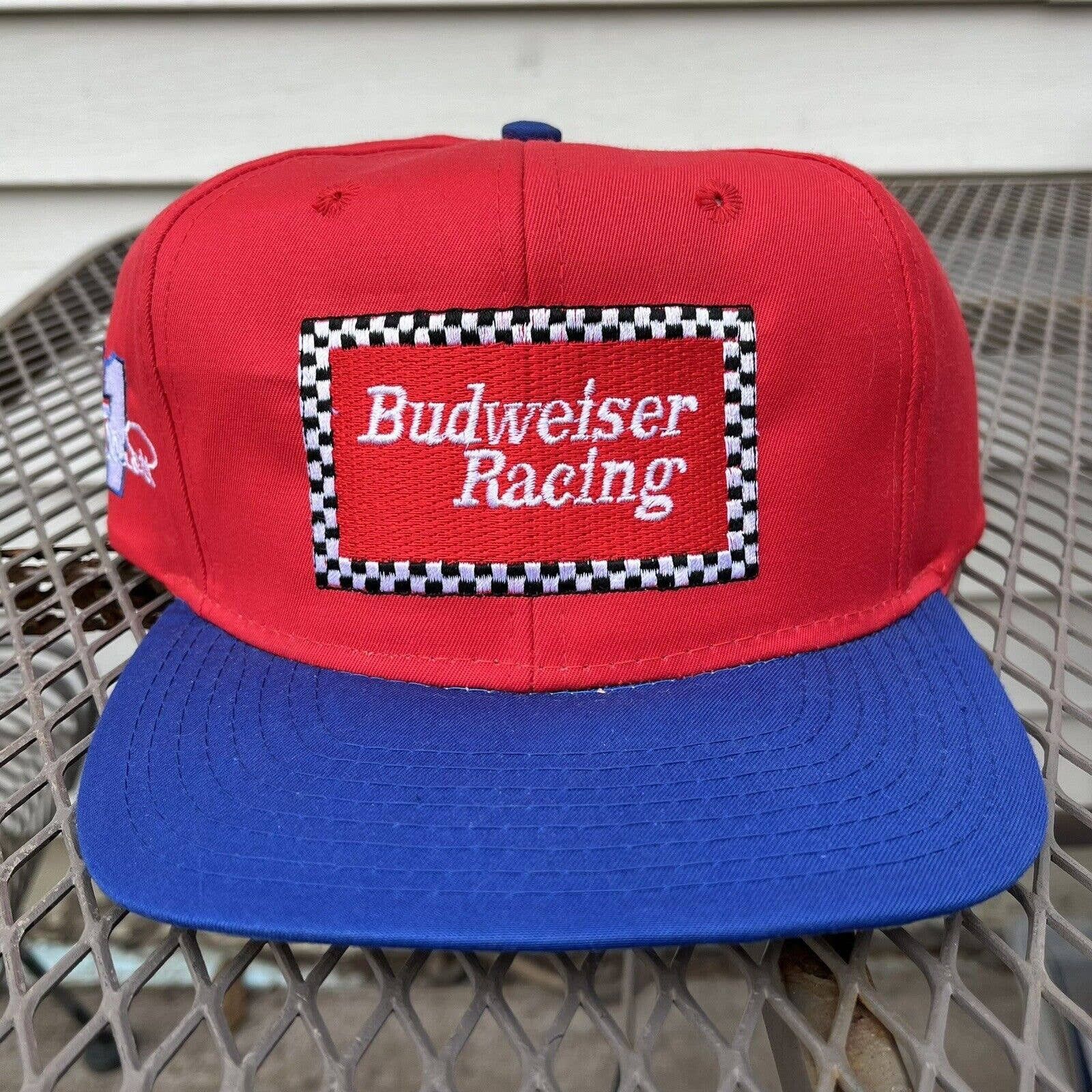 Budweiser Vintage Budweiser Racing Hat Red SnapBack Beer Bud Race Car ...