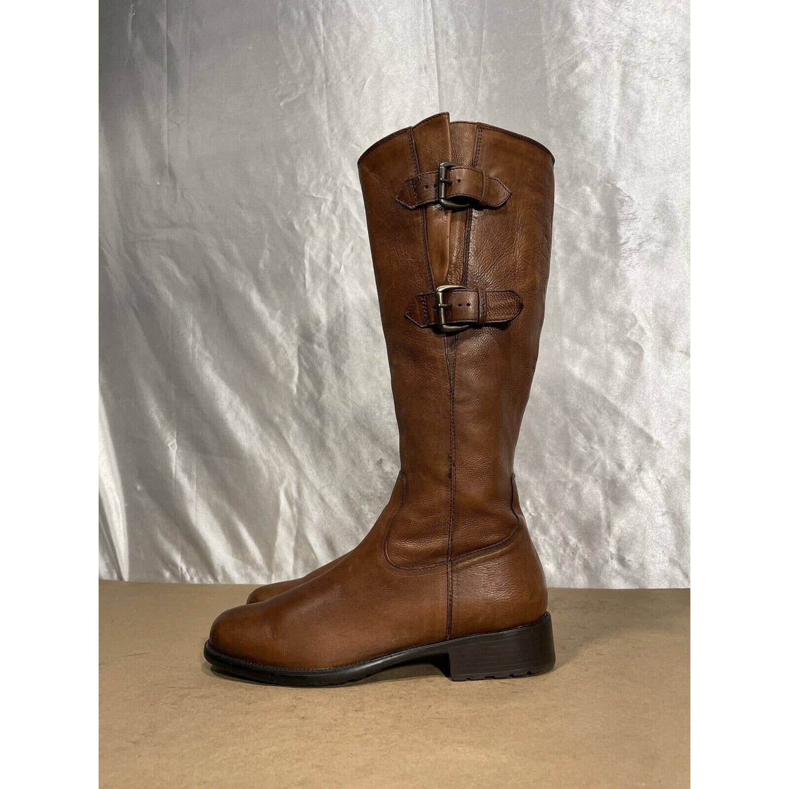 Clarks Clarks Brown Leather Knee High Boots With Buckle Wmns Sz 9 M ...