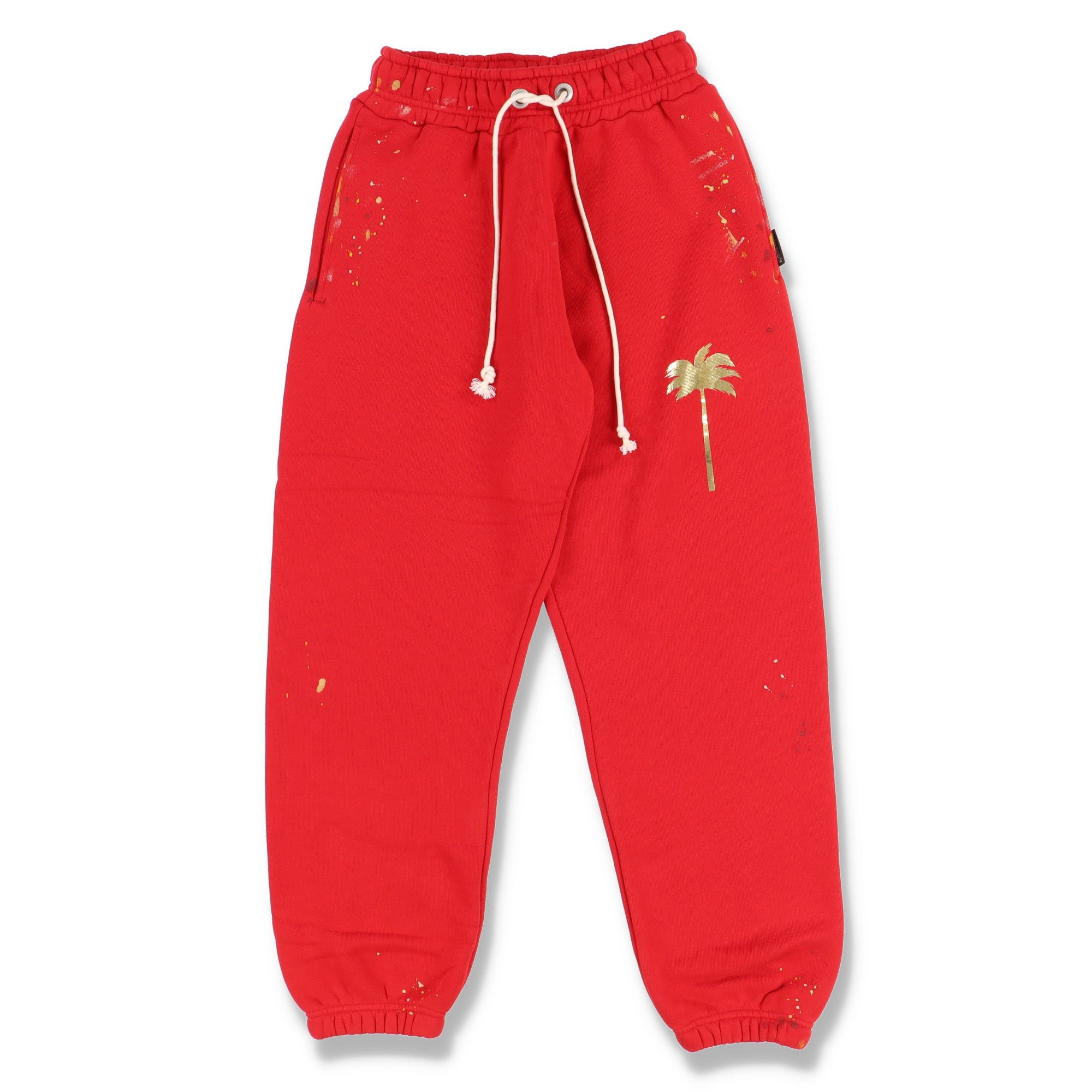 Palm Angels Red Palm Tree Paint Splatter Sweatpants | Grailed