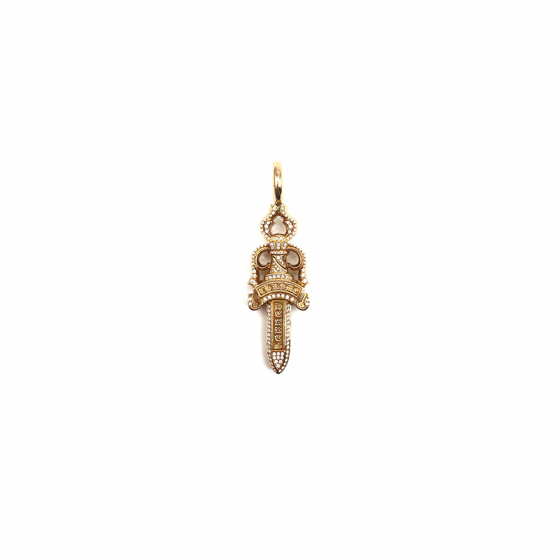 Chrome Hearts Chrome Hearts 22K Gold Diamonds Dagger Pendant Size Large ...