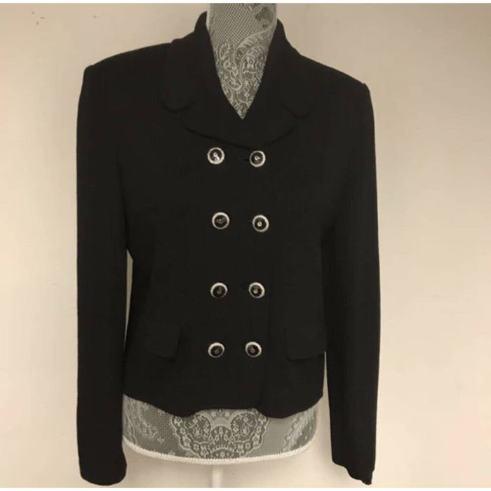 St. John Couture St John Collection Knit Blazer Jacket Silver Buttons 8 ...