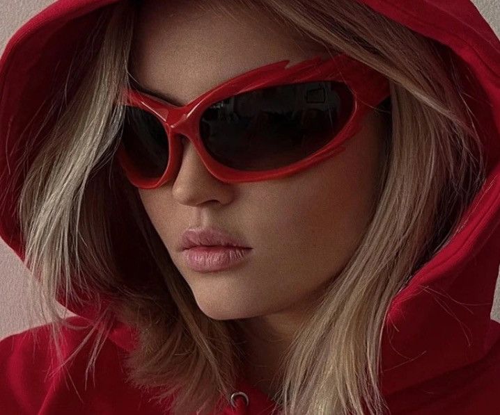 Streetwear Red Color Spike Rectangle Sunglasses | Grailed