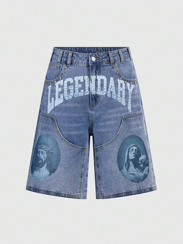 Jean × Streetwear × Vintage Goth GRAPHIC denim jeans jorts shorts | Grailed