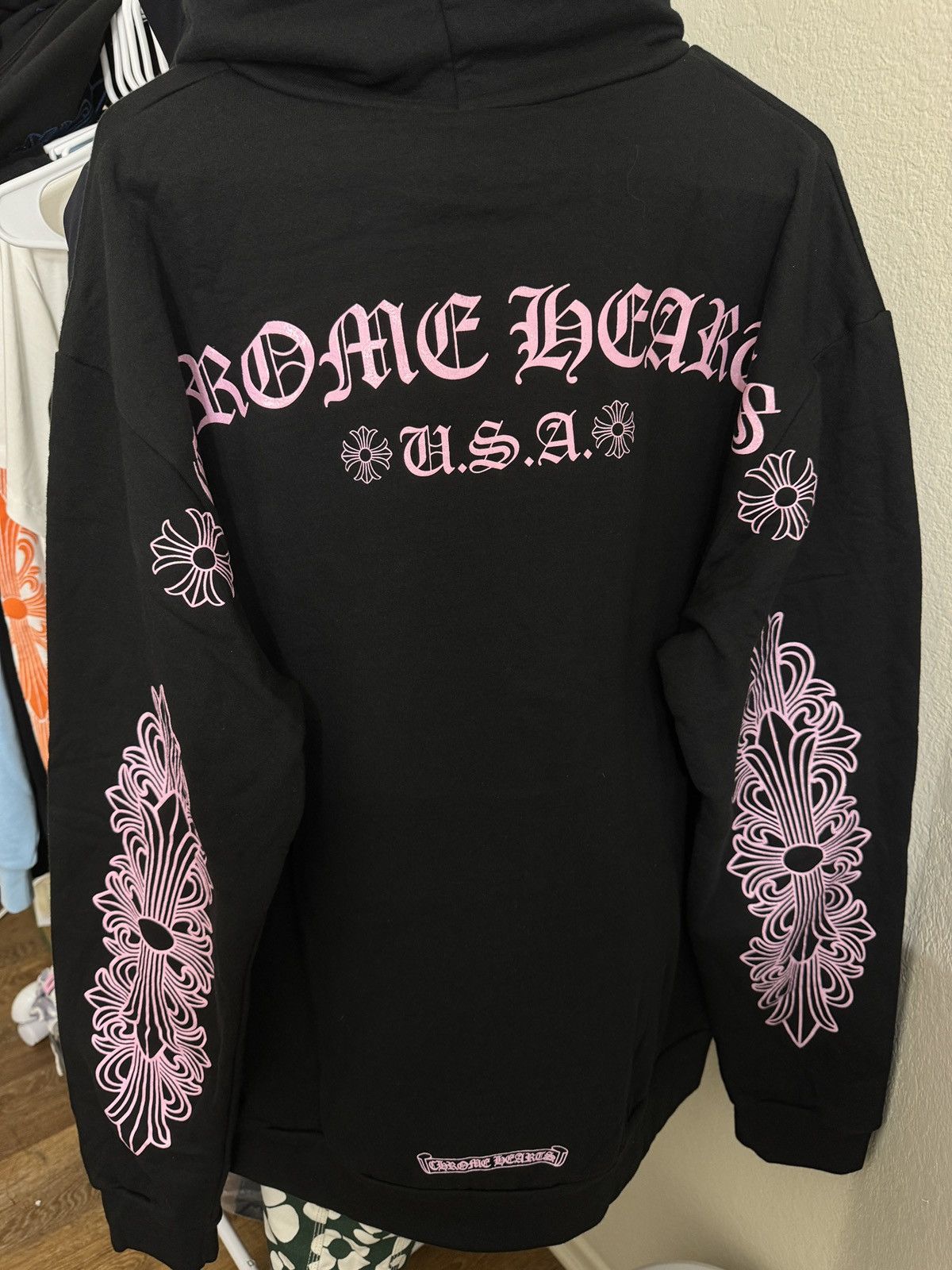 Chrome Hearts RARE Chrome Hearts friends and family pink glitter hoodie ...